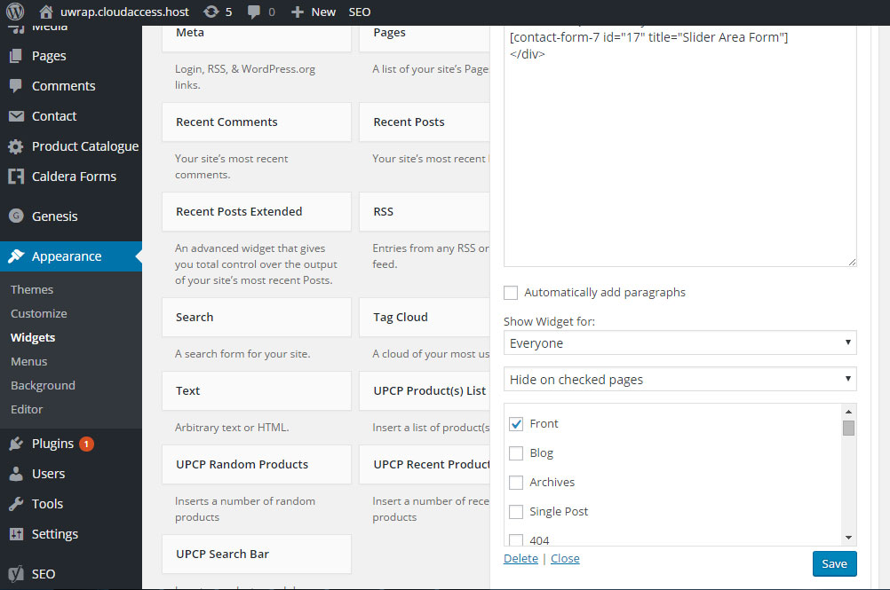 How to display or hide widgets on certain pages in Wordpress